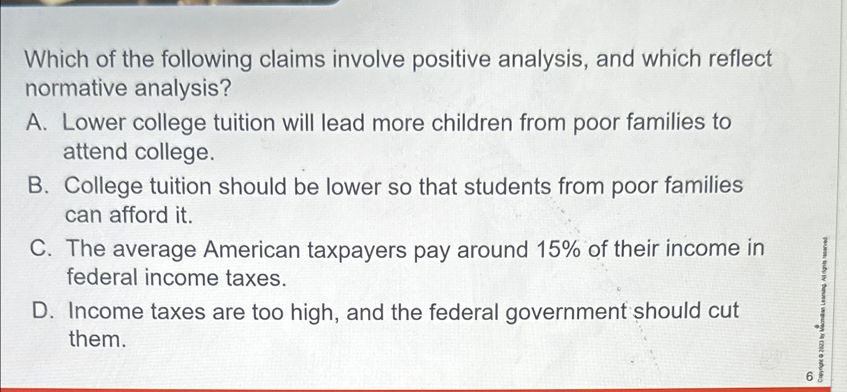 Solved Which of the following claims involve positive | Chegg.com
