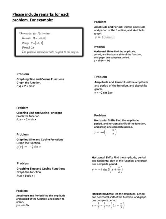 Solved Please include remarks for each problem. For example: | Chegg.com