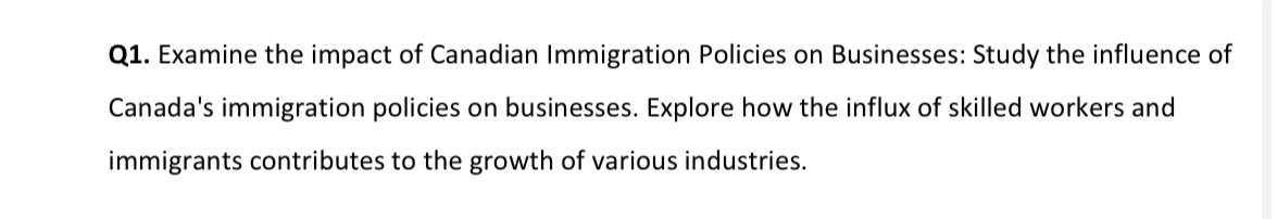 Solved Q1. ﻿Examine the impact of Canadian Immigration | Chegg.com