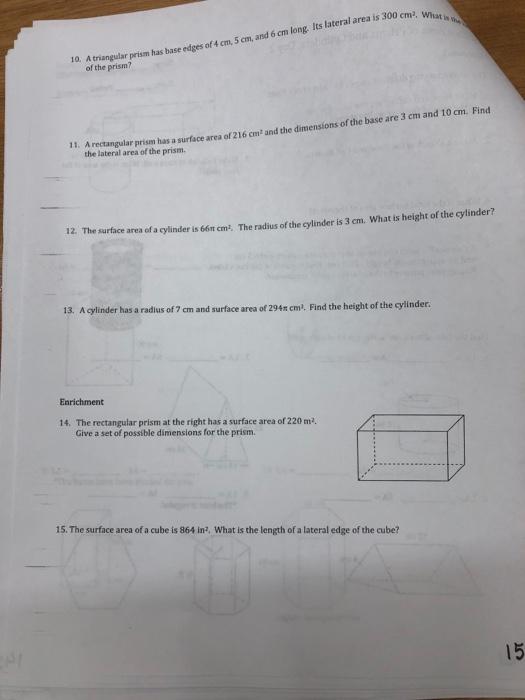 Solved 10. A triangular prism has base edges of 4 cm,5 cm, | Chegg.com