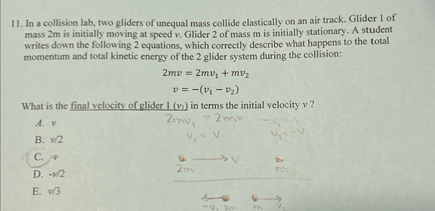 Solved In a collision lab, two gliders of unequal mass | Chegg.com