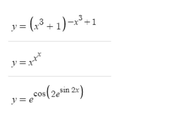Solved find the derivative of the following three equations | Chegg.com