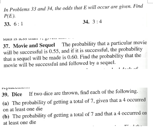 Solved Dice If two dice are thrown, find each of the | Chegg.com