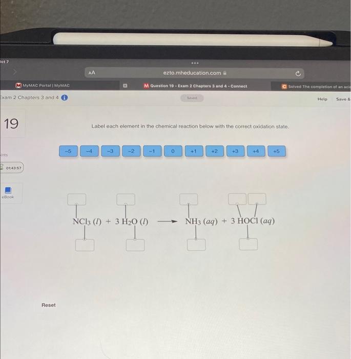 Solved Label each elemont in the chemical reaction bolow | Chegg.com