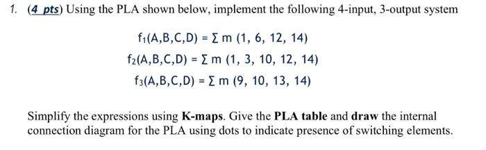 Solved f1( A, B,C,D)=∑m(1,6,12,14)f2( A, | Chegg.com