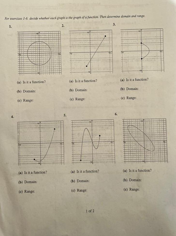 Solved For exercises 1-6. decide whether each graph is the | Chegg.com