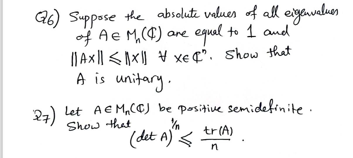Solved Q6) ﻿Suppose the absolute values of all eigenvalues | Chegg.com