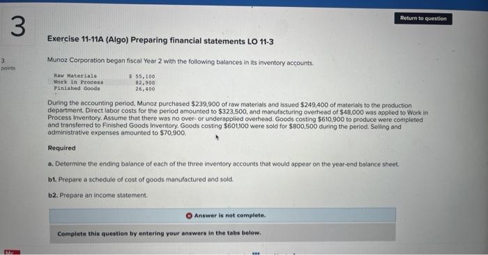 Exercise 11-11A (Algo) Preparing financial statements | Chegg.com