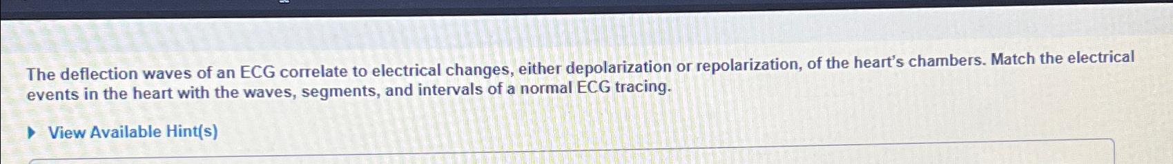 Solved The deflection waves of an ECG correlate to | Chegg.com