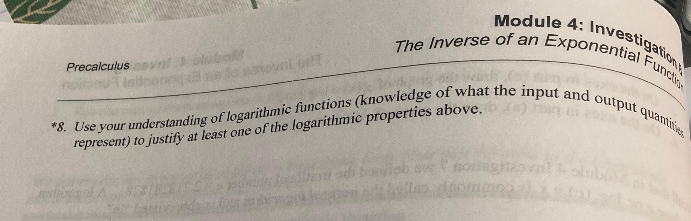 Solved Module 4: InvestioPrecalculusThe Inverse of an | Chegg.com
