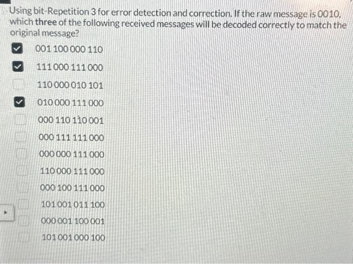 Solved Using bit-Repetition 3 for error detection and | Chegg.com Solved Using bit-Repetition 3 for error detection and | Chegg.com