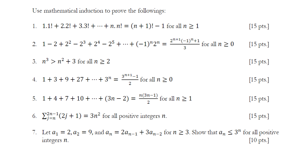 Solved Use mathematical induction to prove:Let a1=2,a2=9, | Chegg.com
