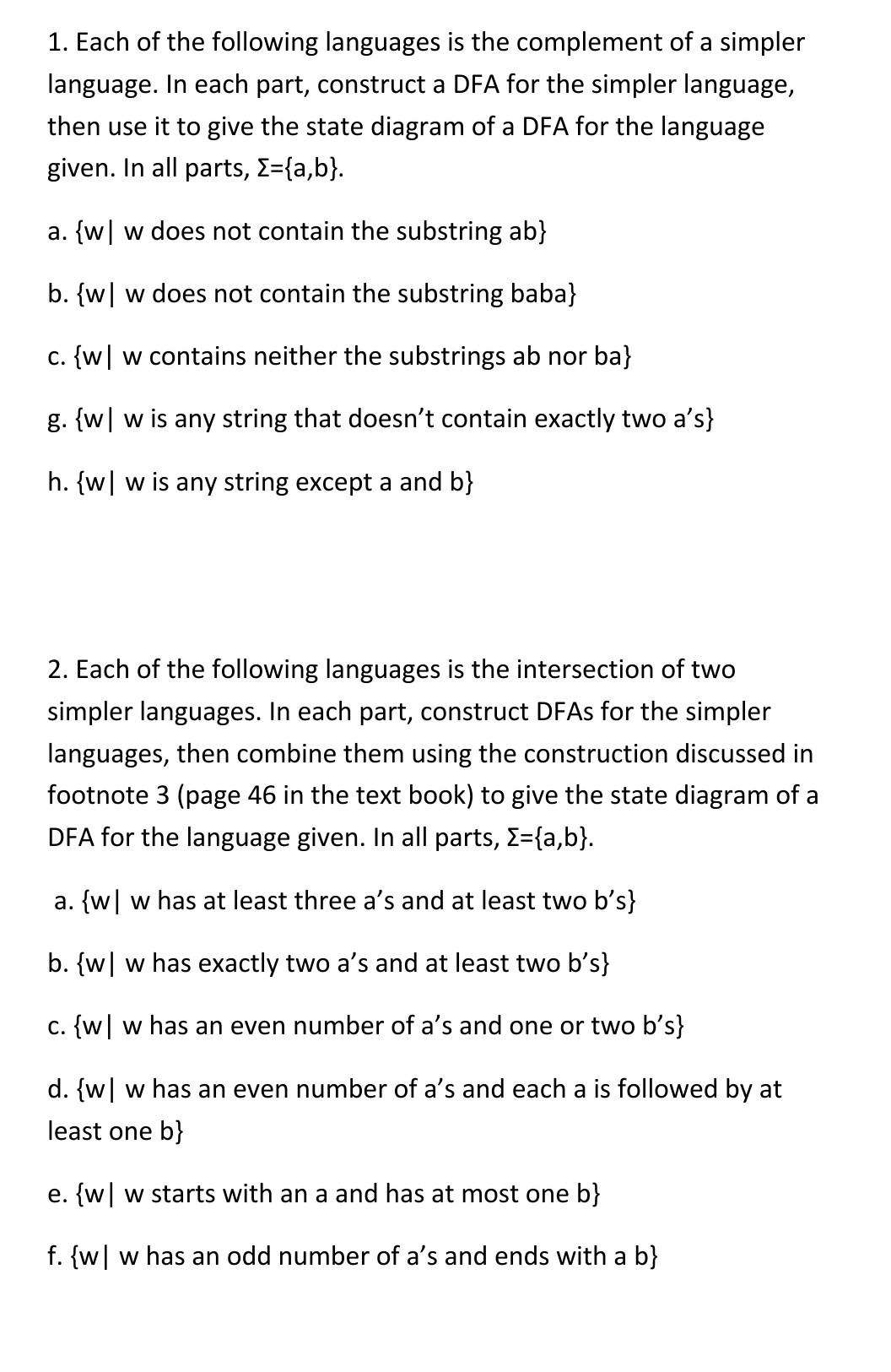 Solved 1. Each of the following languages is the complement | Chegg.com