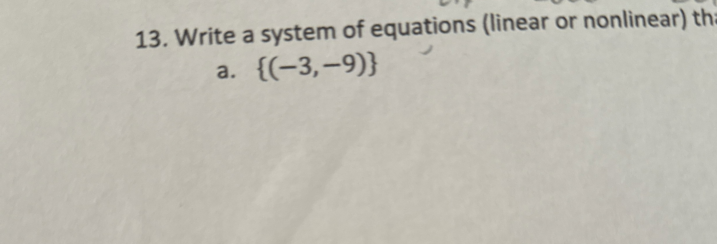 Solved Write a system of equations (linear or nonlinear) | Chegg.com