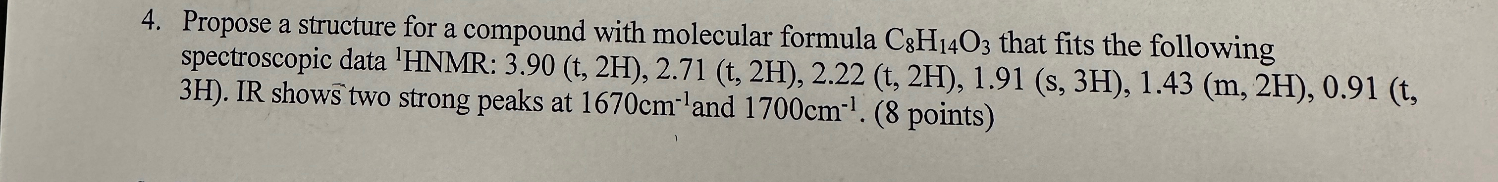 Solved Propose a structure for a compound with molecular | Chegg.com
