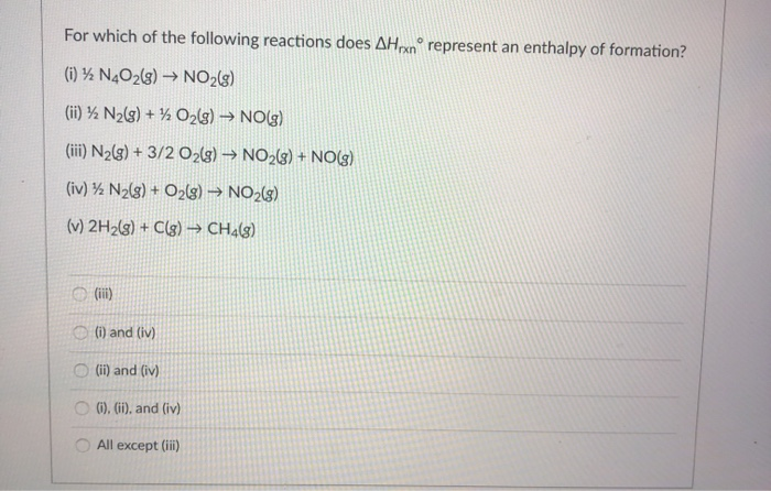 Solved For which of the following reactions does AHıxnº | Chegg.com