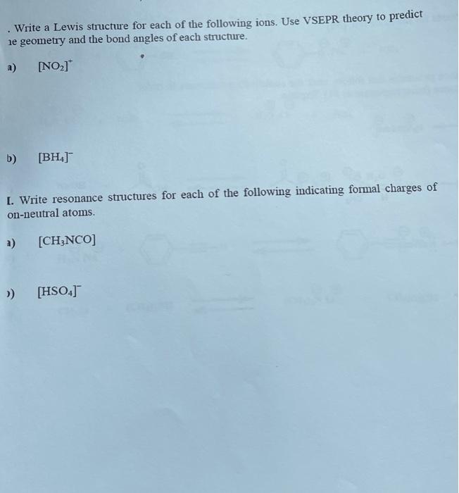 Solved II. Write resonance structures for each of the | Chegg.com