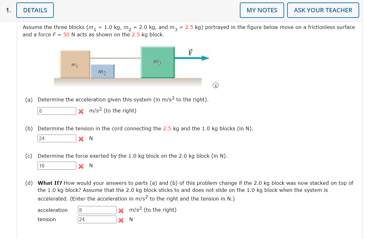 Solved Assume the three blocks (m1 = 1.0 ﻿kg, ﻿m2 = 2.0 ﻿kg, | Chegg.com