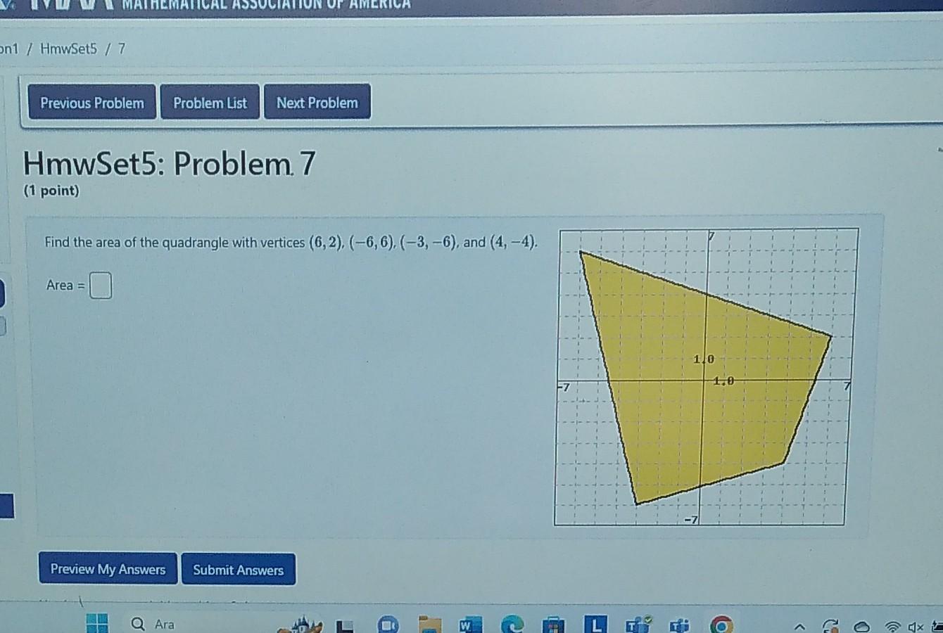 Solved Find the area of the quadrangle with vertices | Chegg.com