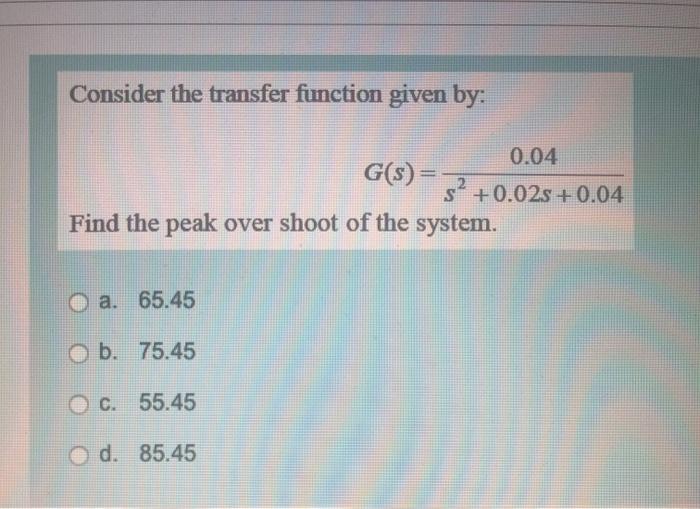 Solved Consider the transfer function given by: 0.04 G(s)= s | Chegg.com