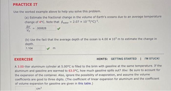 Solved GOAL Apply the volume expansion equation together | Chegg.com