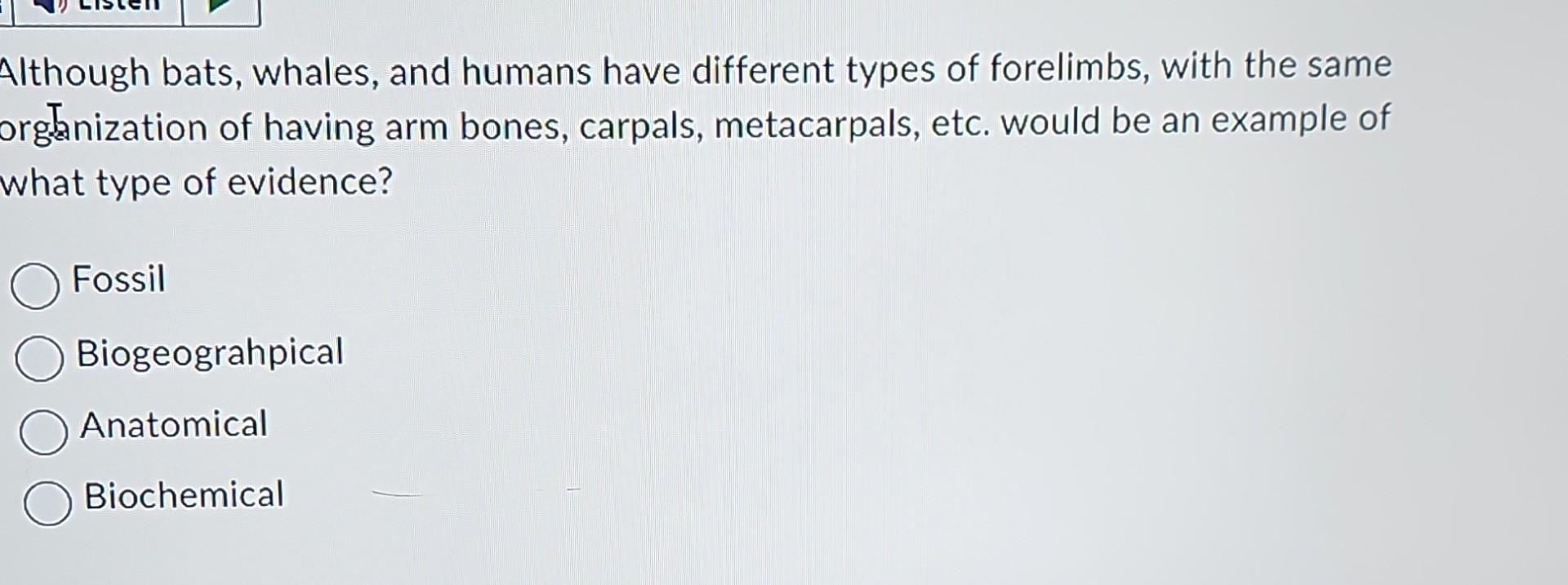 Solved Itthough bats, whales, and humans have different | Chegg.com