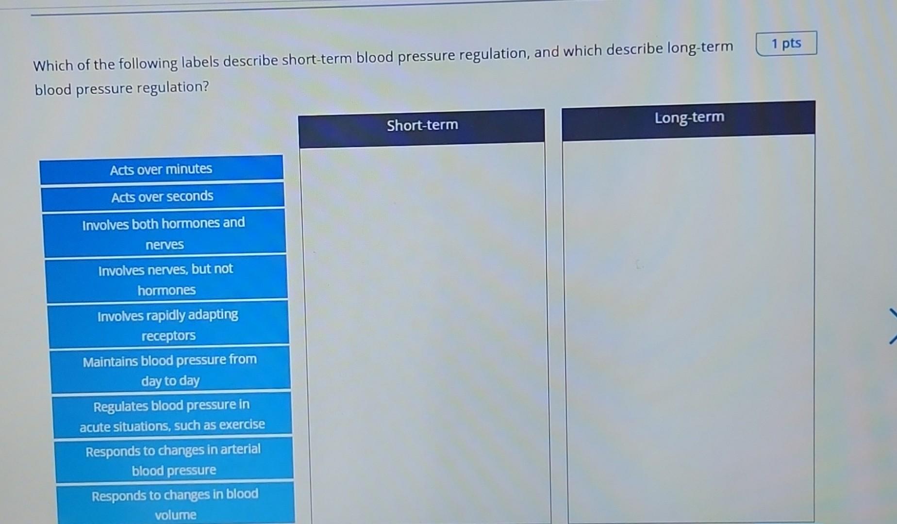 Solved Which of the following labels describe short-term | Chegg.com