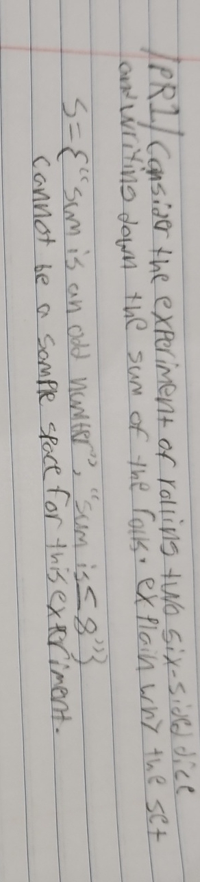 Solved |PR1. ﻿Consider the experiment of rolling two | Chegg.com