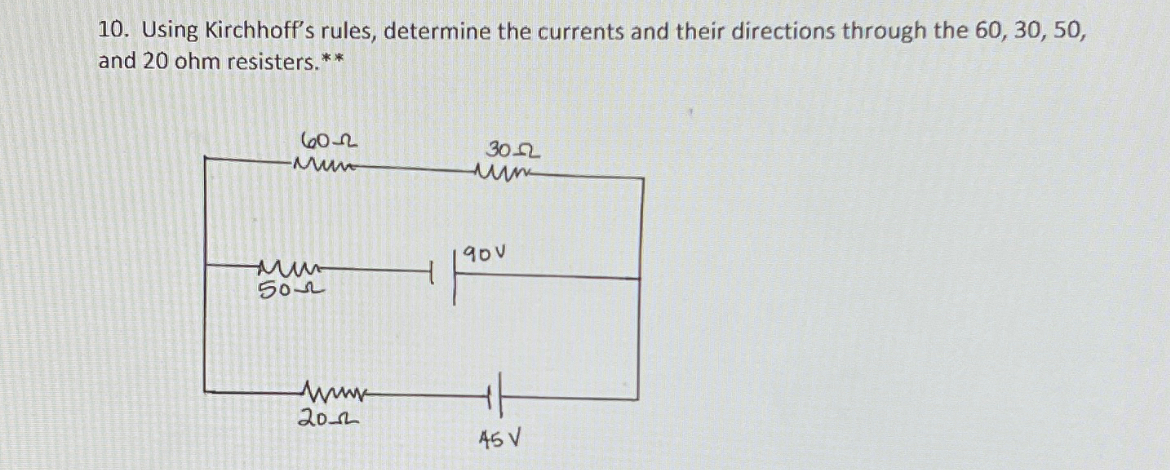 Solved Using Kirchhoff's rules, determine the currents and | Chegg.com