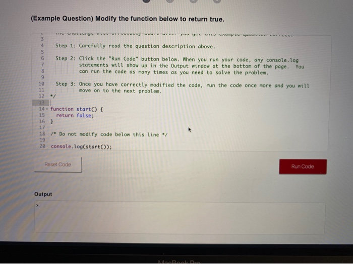 Solved (Example Question) Modify the function below to | Chegg.com