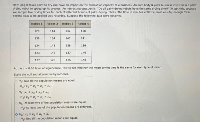 Solved How long it takes paint to dry can have an impact on | Chegg.com
