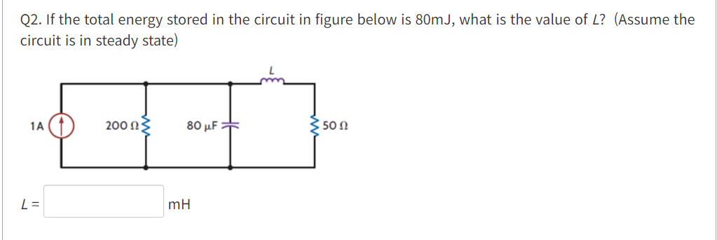 Solved Q1. ﻿Find the value of C ﻿if the energy stored in the | Chegg.com