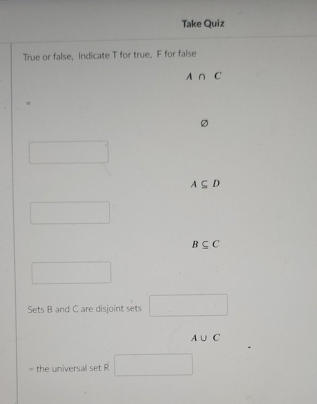 Solved A universal set R={2,3,4,5,6,7,8,9} SetA={2,3,4,5} | Chegg.com
