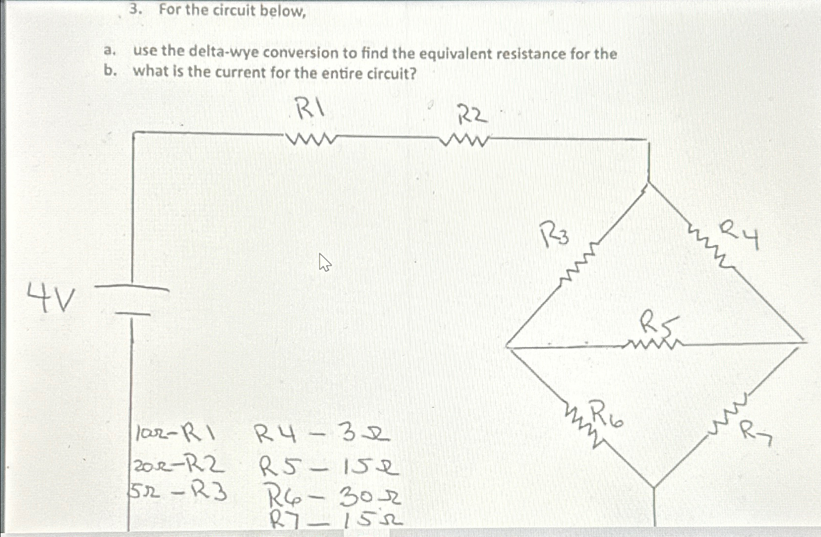 Solved For the circuit below,a. ﻿Use the delta-wye | Chegg.com