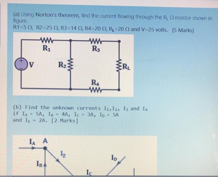 Solved (a) Using Norton's theorem, find the current flowing | Chegg.com