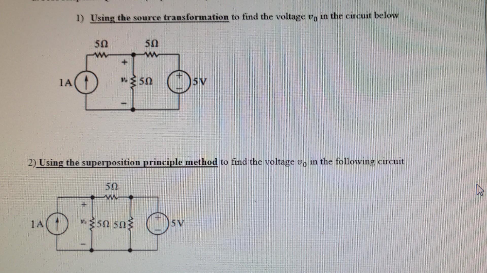 Solved 1) Using the source transformation to find the | Chegg.com