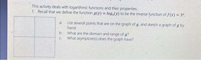 Solved This activity deals with logarithmic functions and | Chegg.com