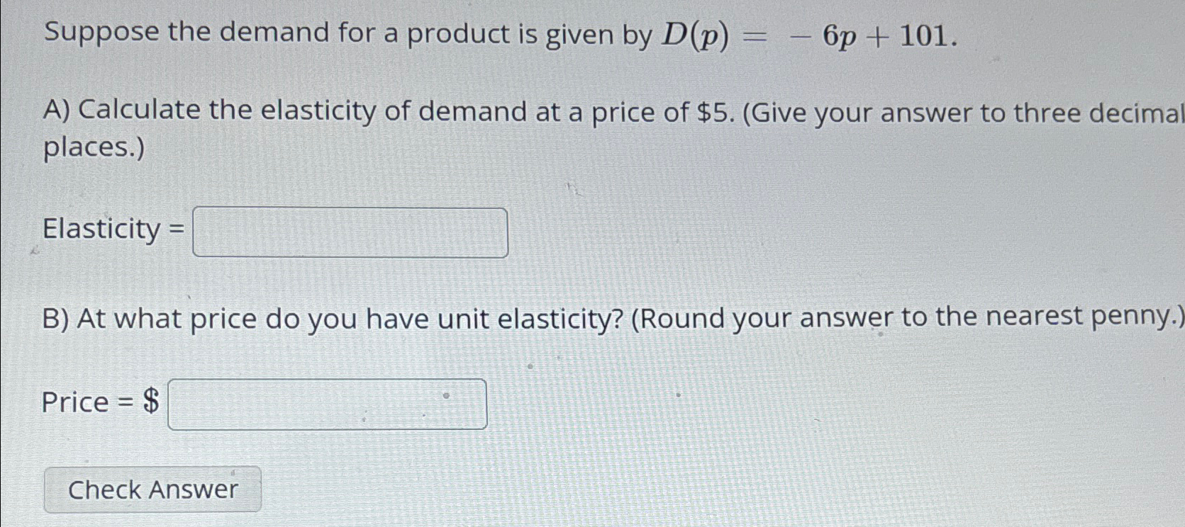 Solved Suppose the demand for a product is given by | Chegg.com