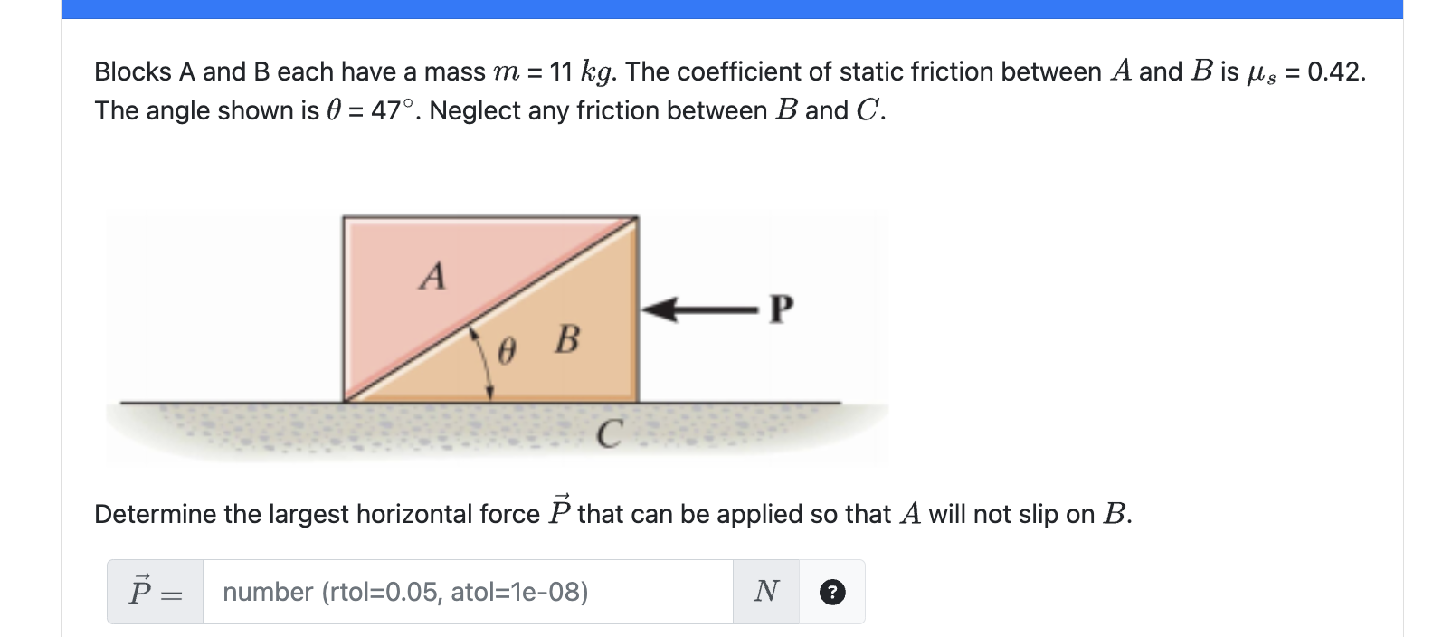Solved Blocks A and B ﻿each have a mass m=11kg. ﻿The | Chegg.com