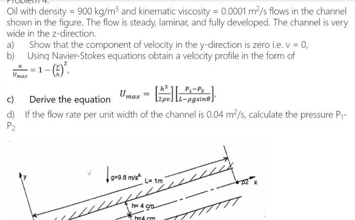 Solved Oil with density = 900 kg/m3 and kinematic viscosity | Chegg.com