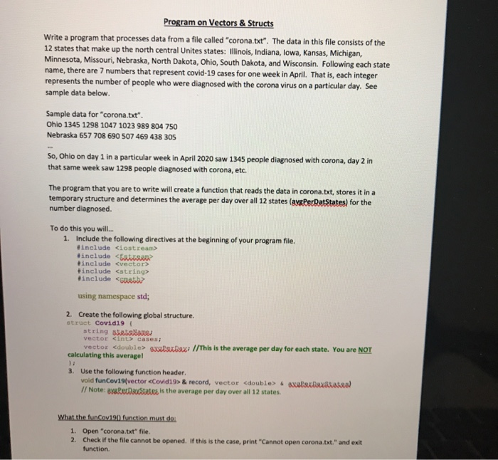 Solved Program On Vectors And Structs Write A Program That 1533
