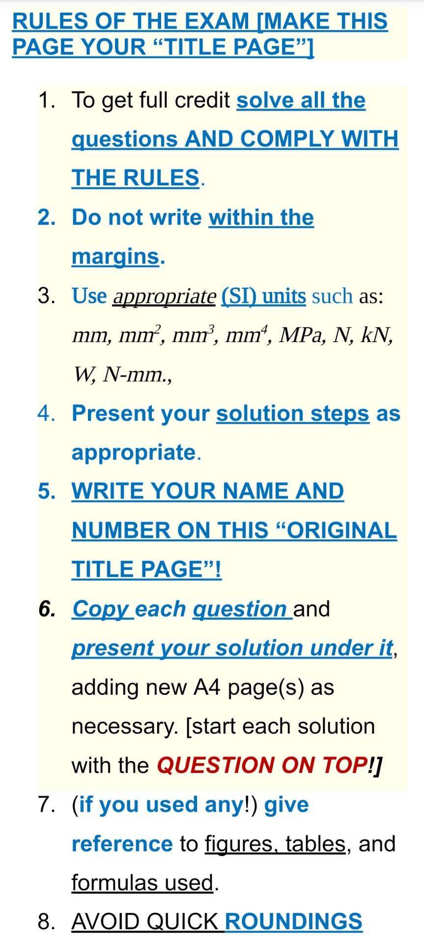 Solved RULES OF THE EXAM (MAKE THIS PAGE YOUR "TITLE PAGE”] | Chegg.com