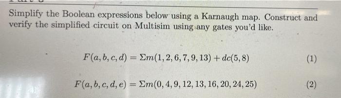 Solved Simplify the Boolean expressions below using a | Chegg.com