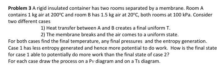 Solved Problem 3 A rigid insulated container has two rooms | Chegg.com