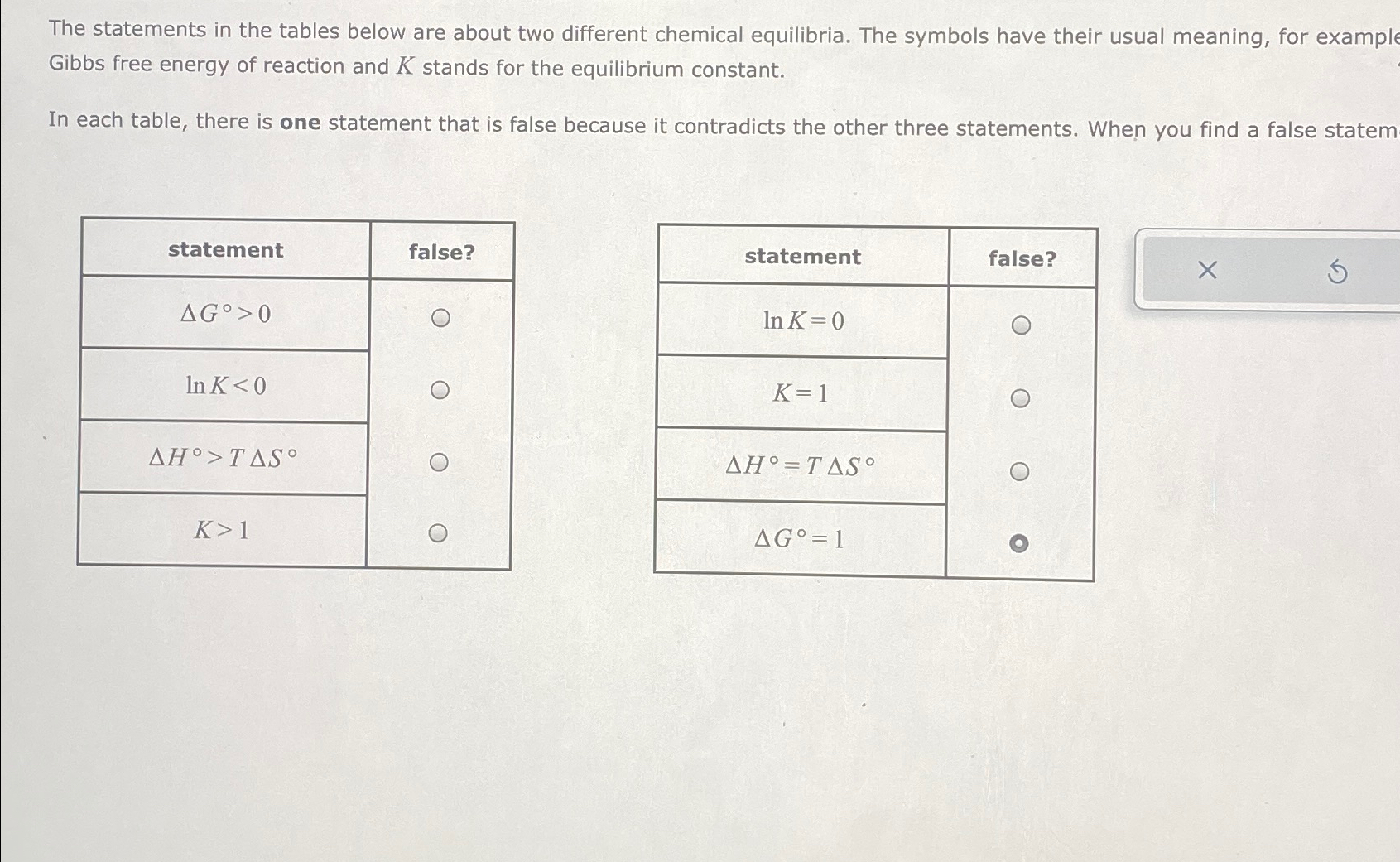 Solved The statements in the tables below are about two | Chegg.com