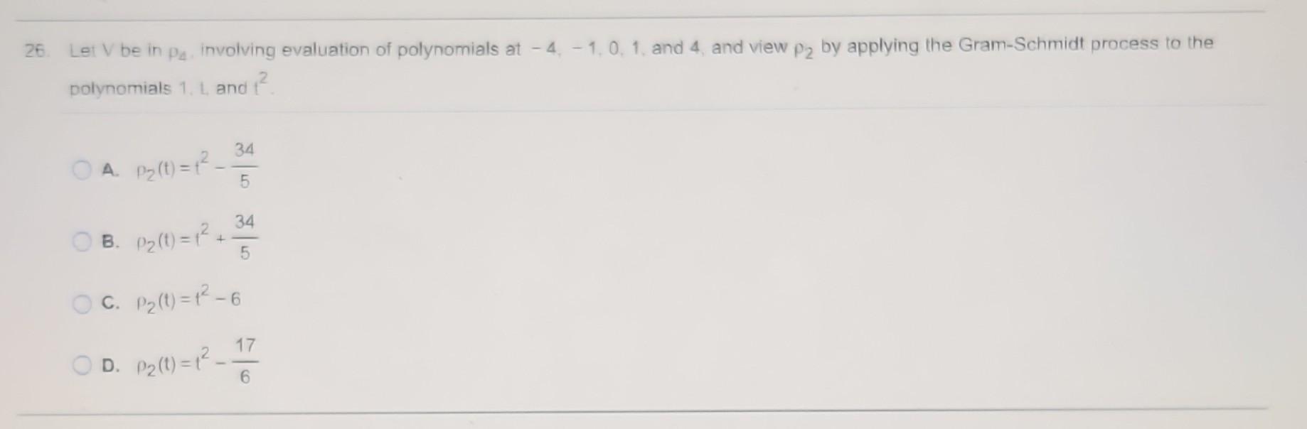 Solved 26. Let V be in p4, involving evaluation of | Chegg.com