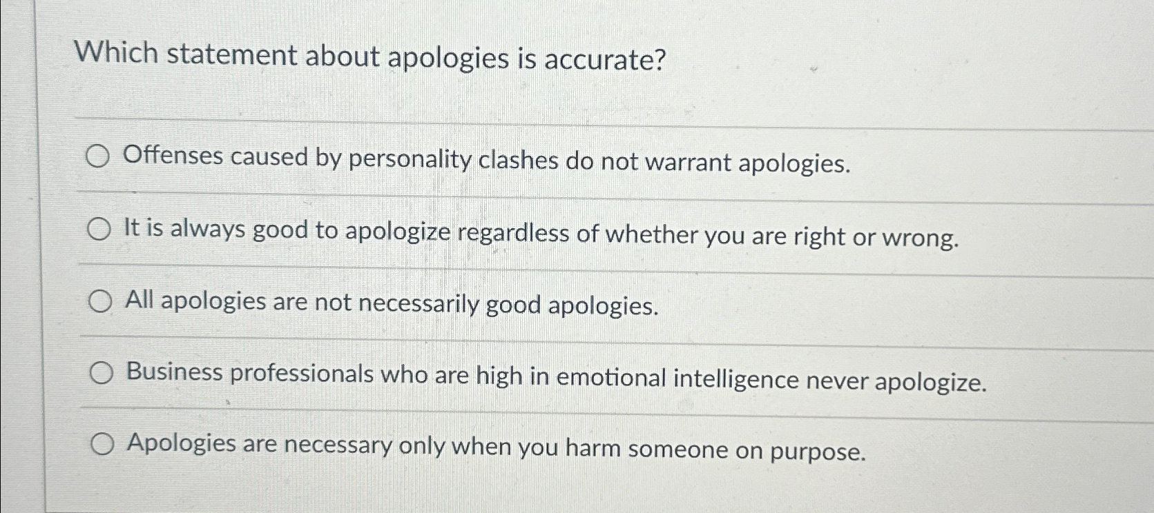 Solved Which statement about apologies is accurate?Offenses | Chegg.com