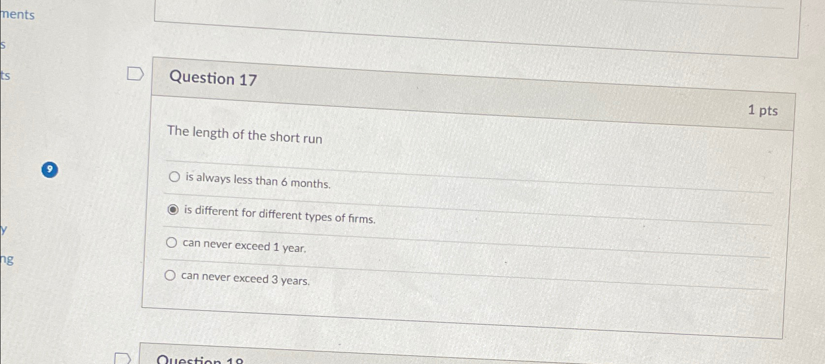 Solved Question 171ptsThe length of the short runis always | Chegg.com