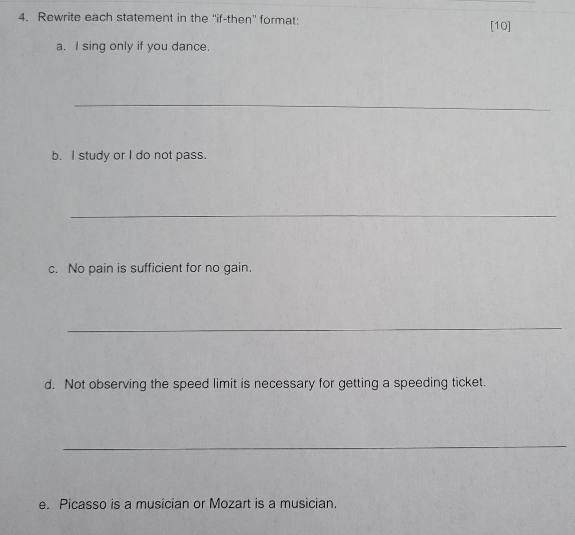 Solved Rewrite each statement in the "if-then" format:[10]a. | Chegg.com
