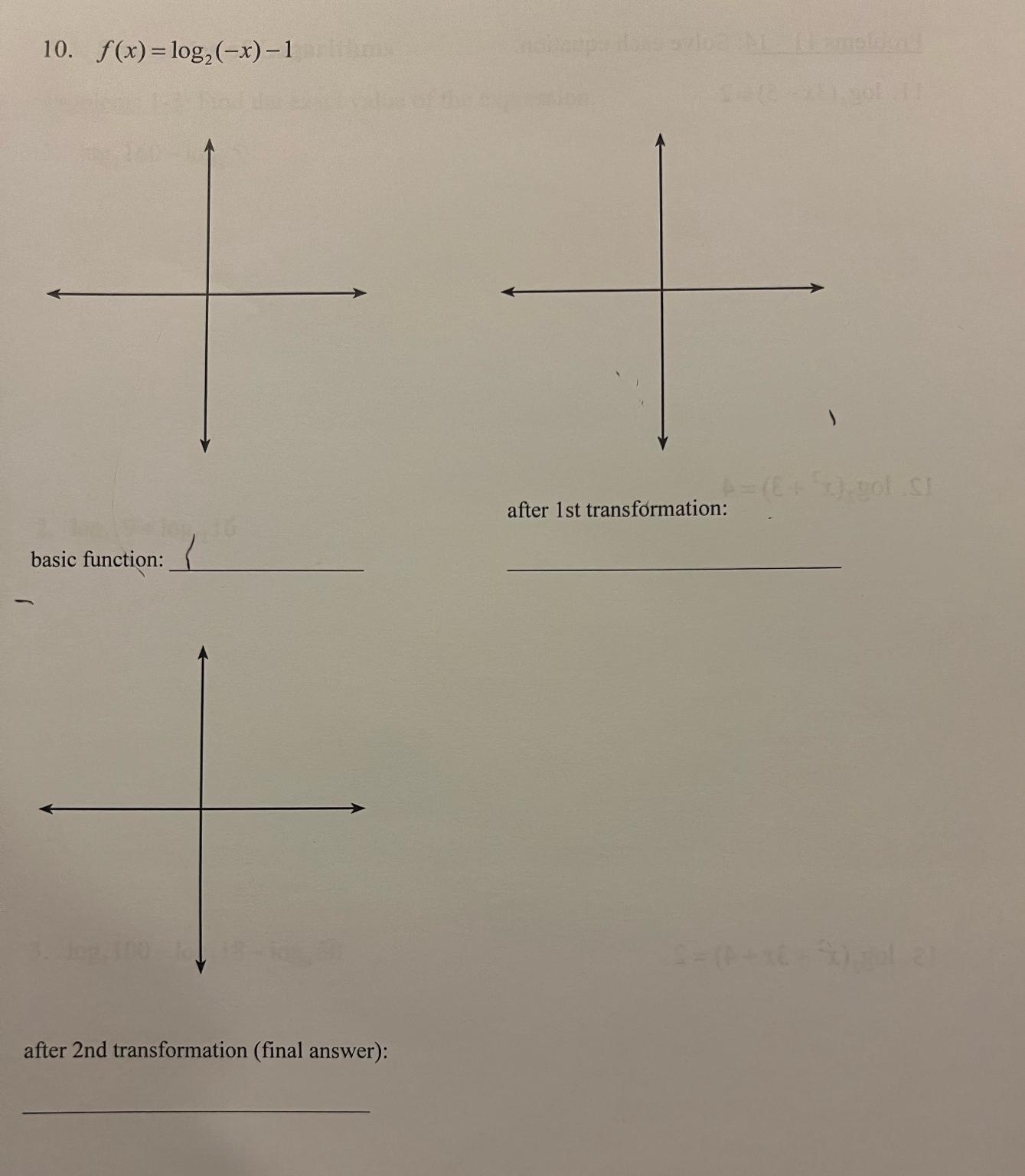 Solved f(x)=log2(-x)-1after 1st transformation:basic | Chegg.com